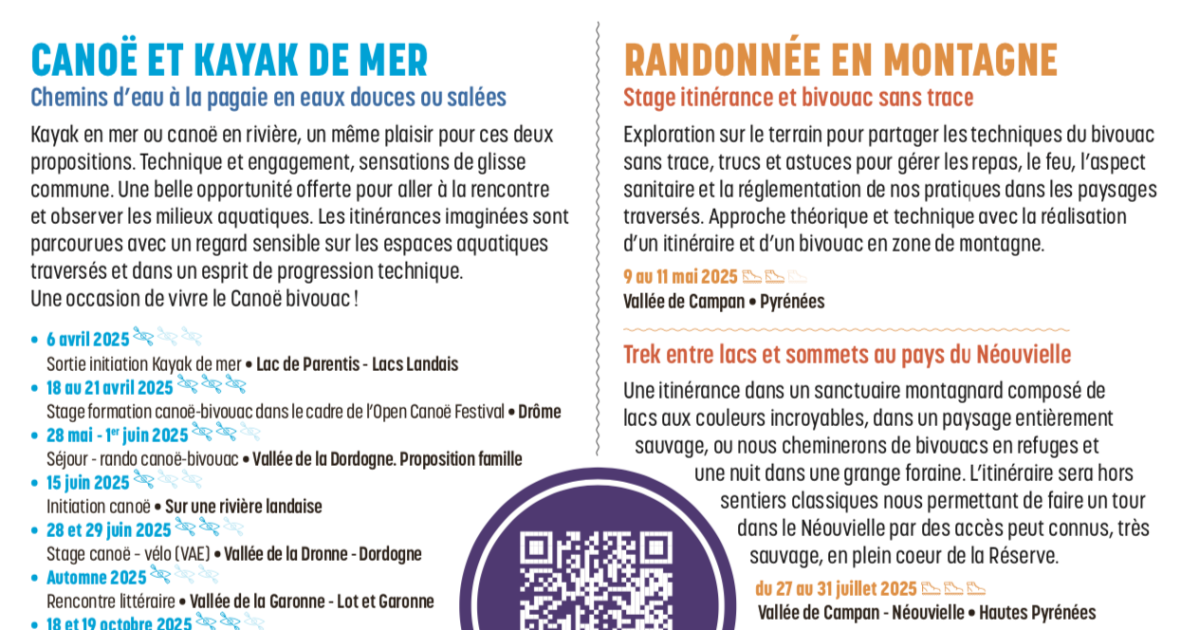 Le menu de la pleine nature 2025 - Itinéraires partagés